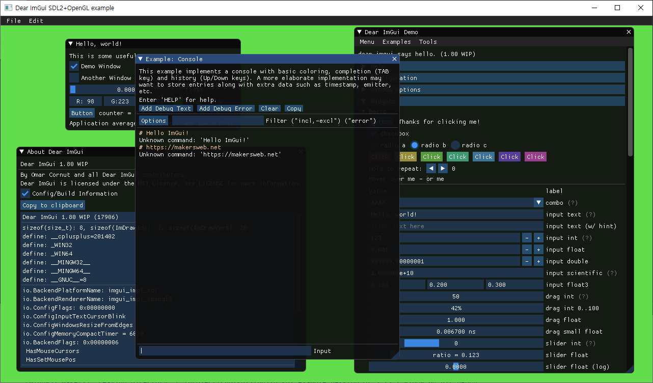 makers - Dear ImGui, 경량의 C++ 용 GUI 및 Widget 라이브러리