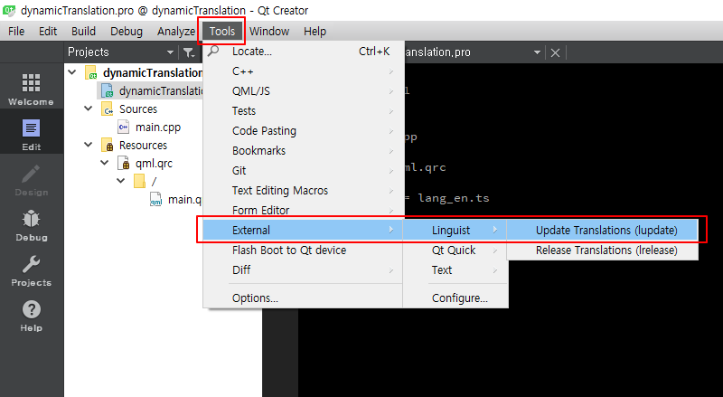makers - QML에서 동적으로 텍스트 다국어 처리