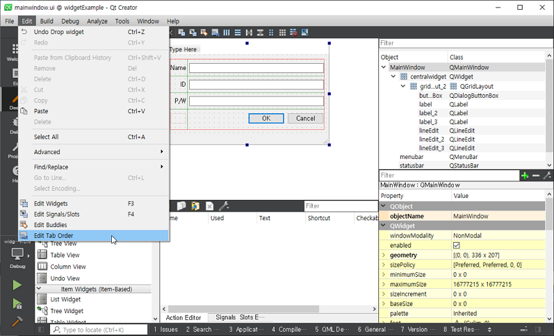 makers - UI 폼(Form)작성 시 탭 순서(Tab Order) 설정